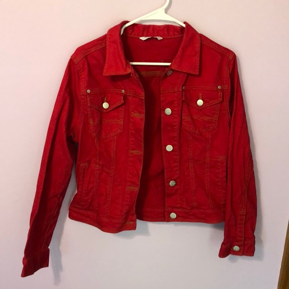 CAbi | Jackets & Coats | Cabi Red Button Up Jacket | Poshmark